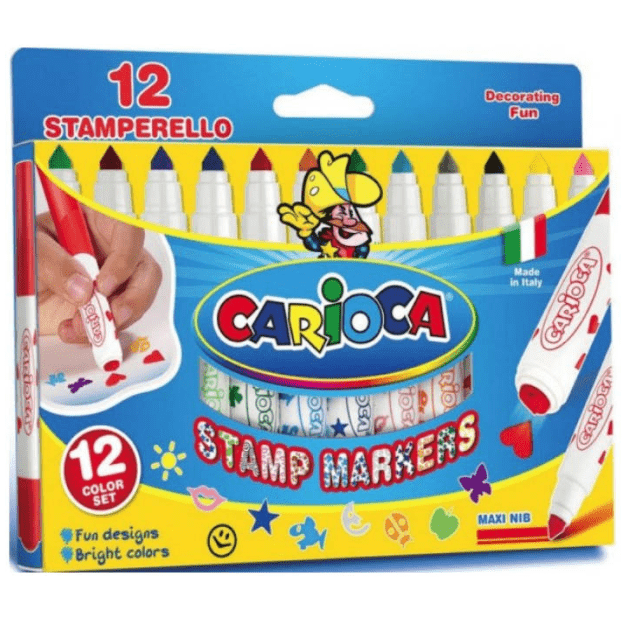ΜΑΡΚΑΔΟΡΟΙ ΜΕ ΣΤΑΜΠΕΣ CARIOCA STAMPERELO 12 Χρώματα | Βιβλιόκοσμος
